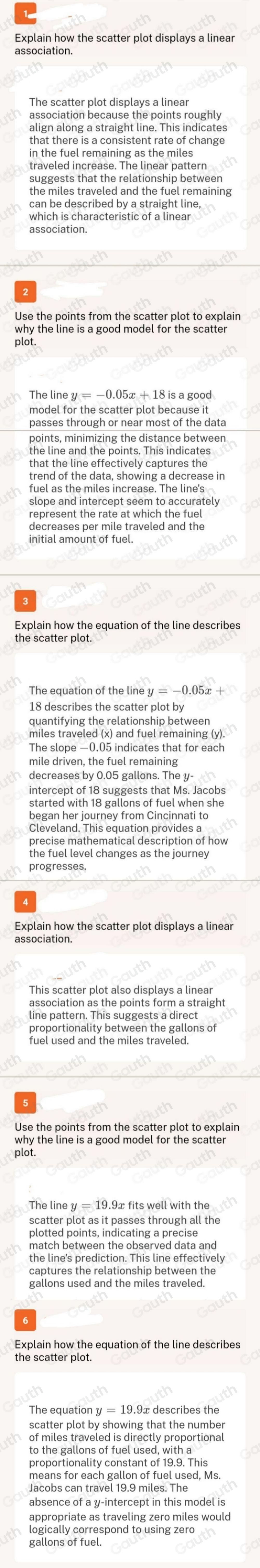 Solved: Fuel Usage 30 Directions: Explain why each scatter plot shows a ...