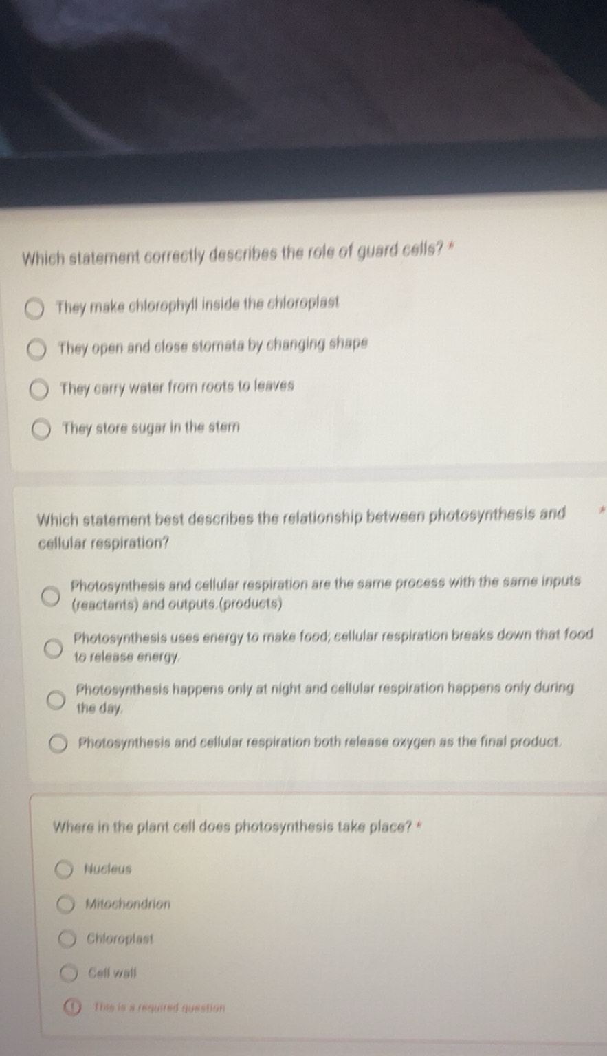 Solved: Which statement correctly describes the role of guard cells ...