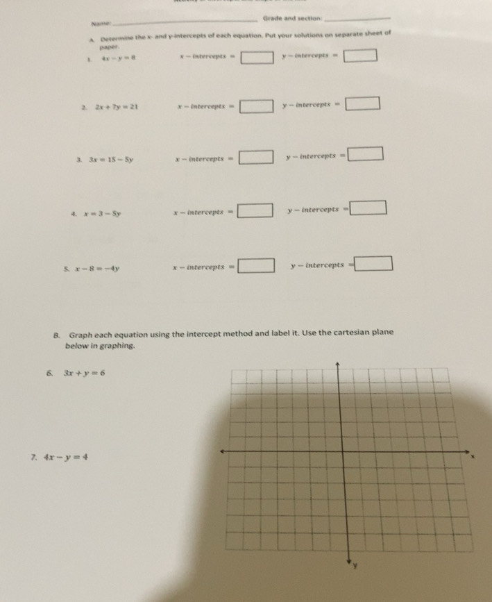 Solved: Name:_ Grade and section _ A. Determine the x - and y ...
