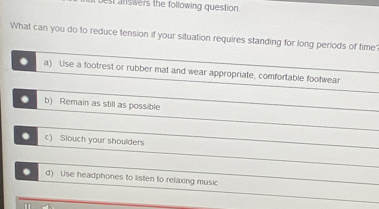 Solved: best answers the following question. What can you do to reduce ...