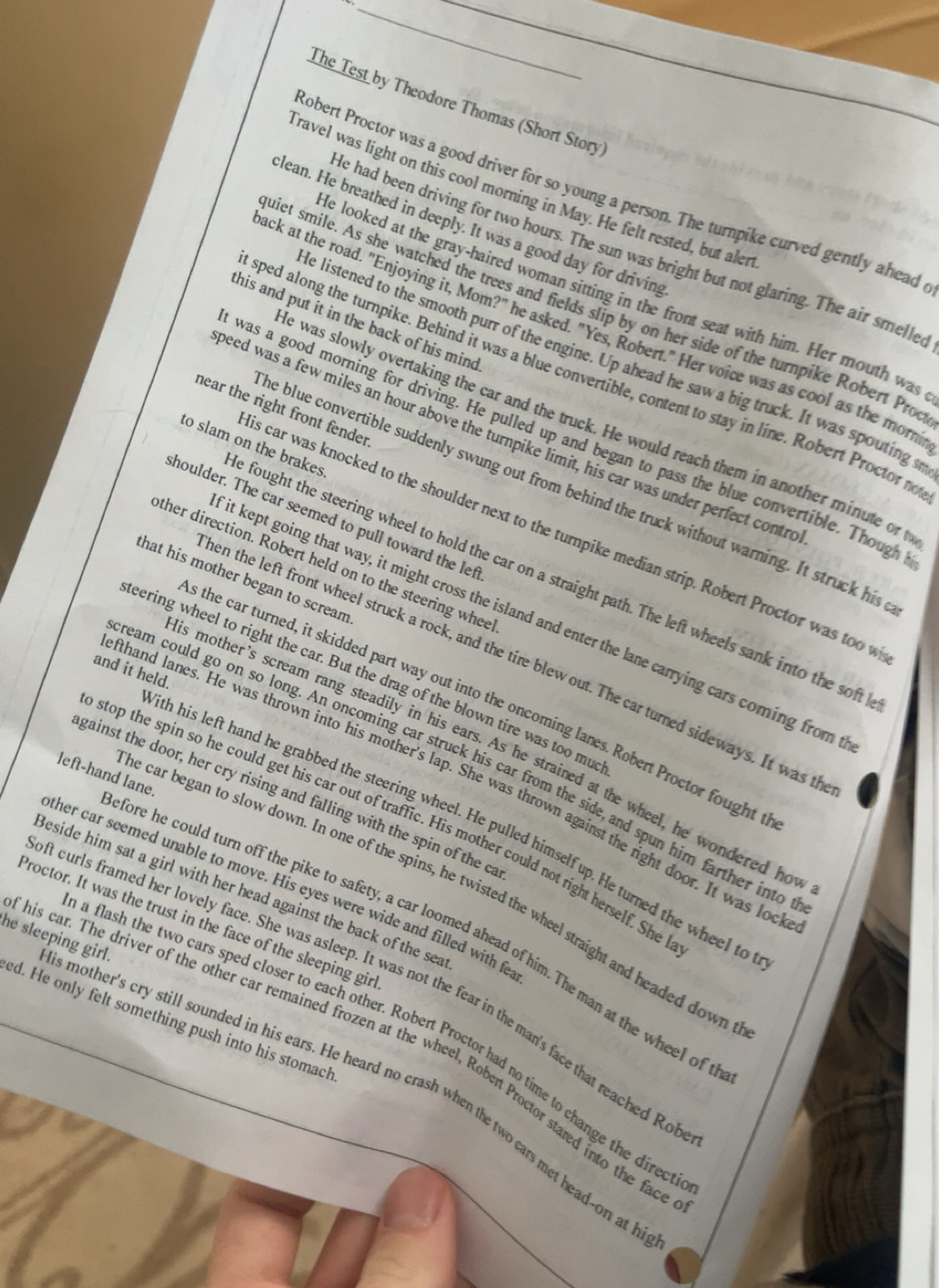 Solved: The Test by Theodore Thomas (Short Story Robert Proctor was a ...