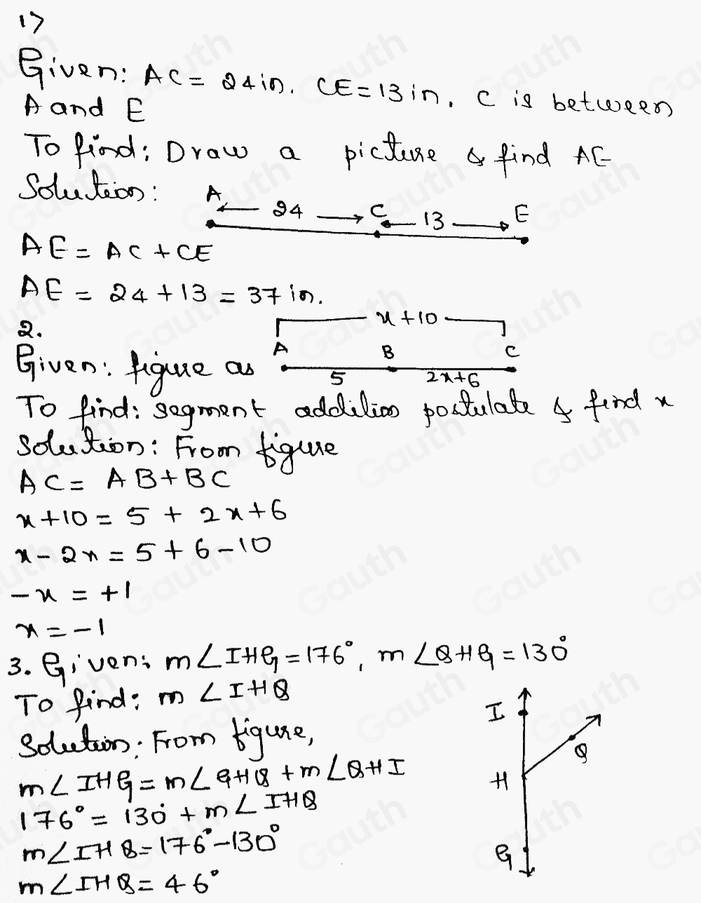 Solved: is between A and E. Draw a picture representing the three ...
