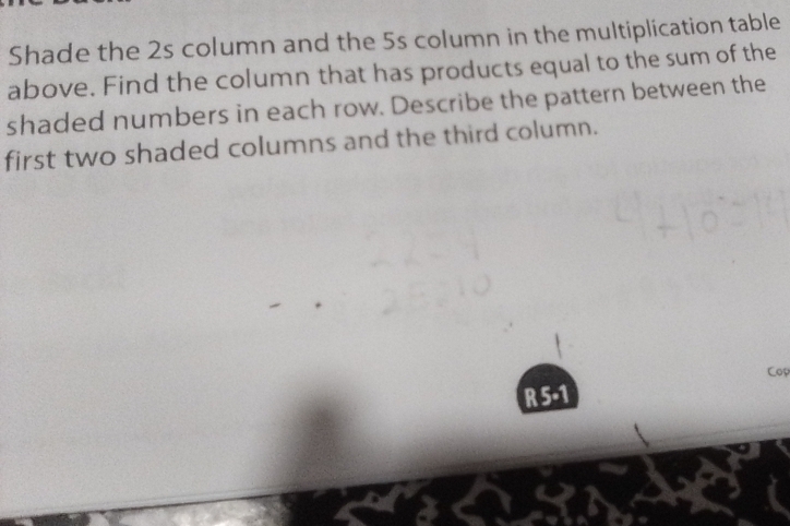 Solved: Shade the 2s column and the 5s column in the multiplication table above. Find the column ...