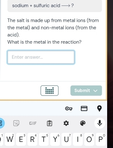 Solved: sodium + sulfuric acid ? The salt is made up from metal ions (from the metal) and non-me ...