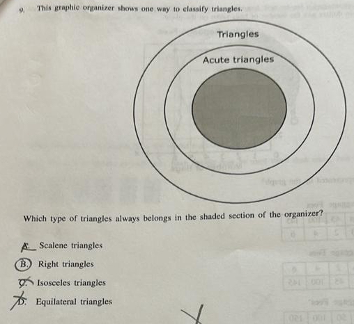 Solved: o, This graphic organizer shows one way to classify triangles ...