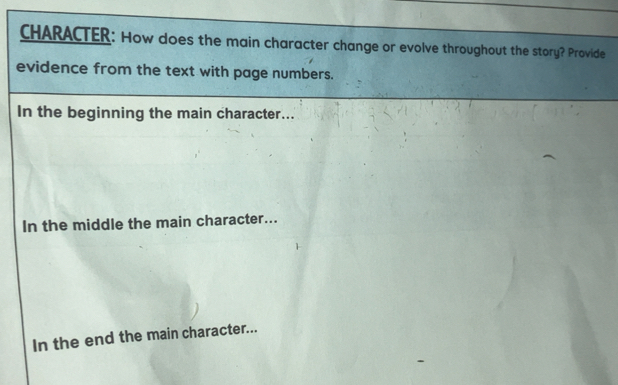 Solved: CHARACTER: How does the main character change or evolve ...