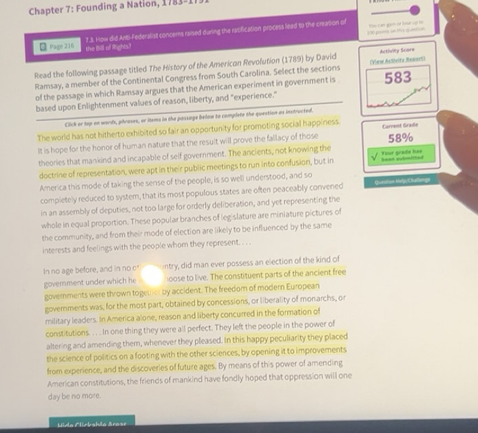 Solved: Chapter 7: Founding a Nation, 1783-17. 100 poies on this ...