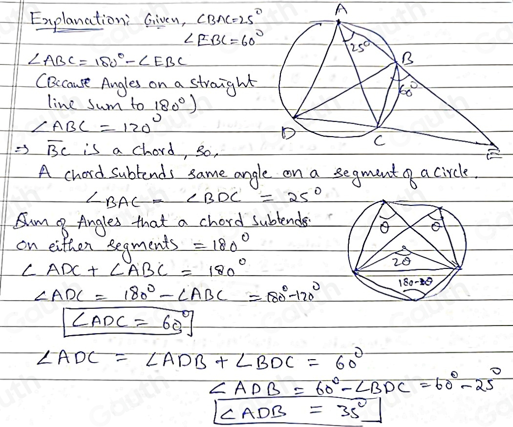 Solved: A, B, C and D are four points on the circumference of a circle ...