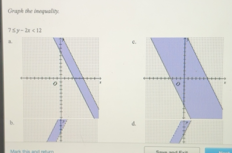Solved: Graph the inequality. 7≤ y-2x