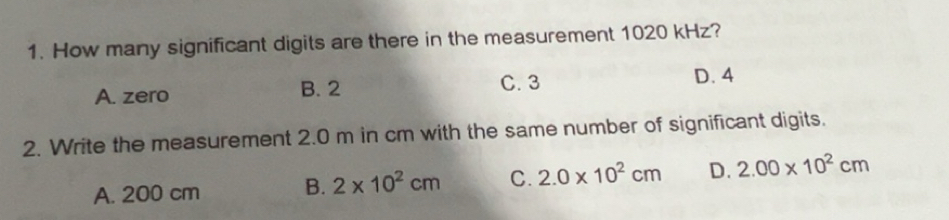 Solved: How many significant digits are there in the measurement 1020 ...