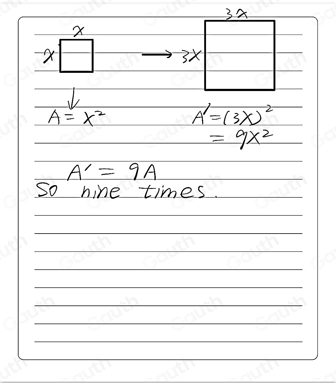 Solved: If the length of each side of a square is tripled, what is the ...