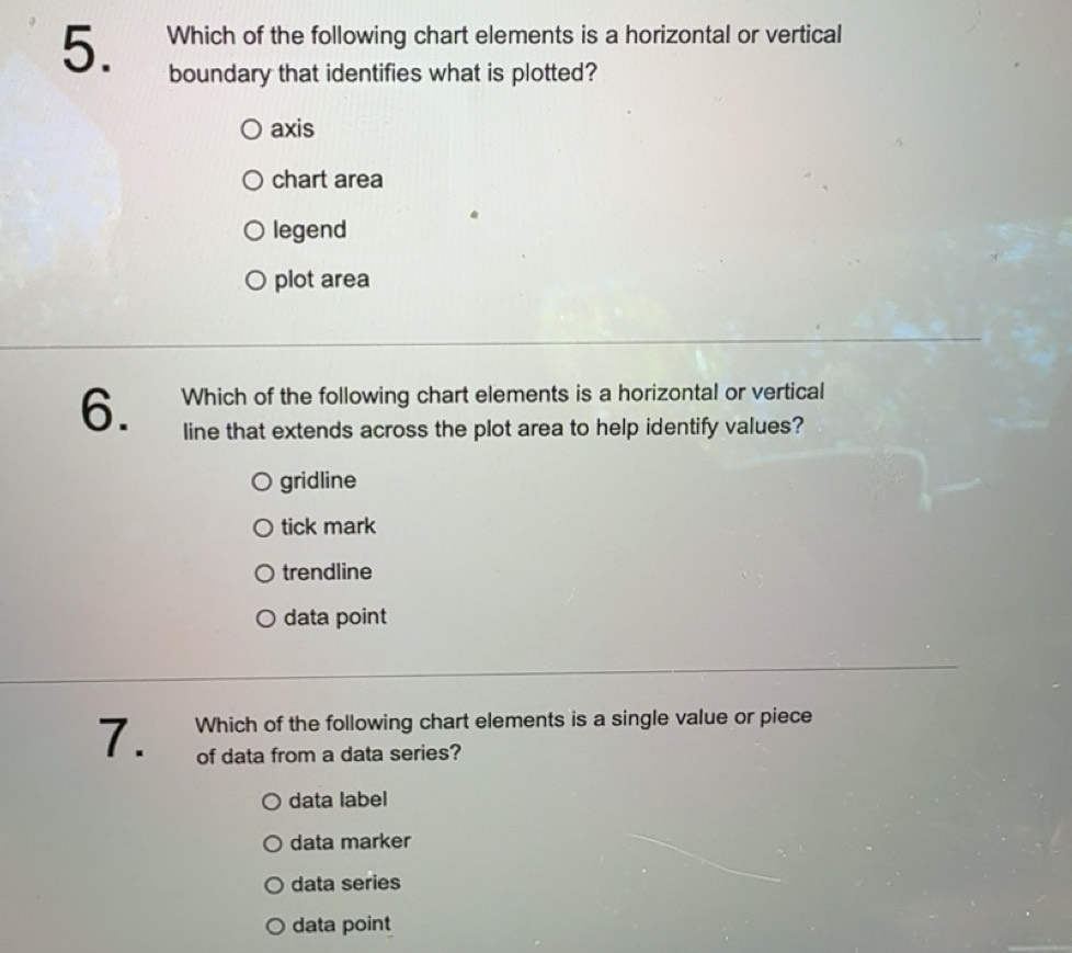 Solved: Which of the following chart elements is a horizontal or ...