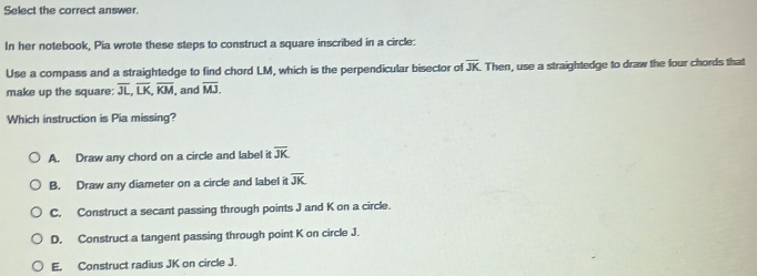 Solved: Select the correct answer. In her notebook, Pia wrote these ...