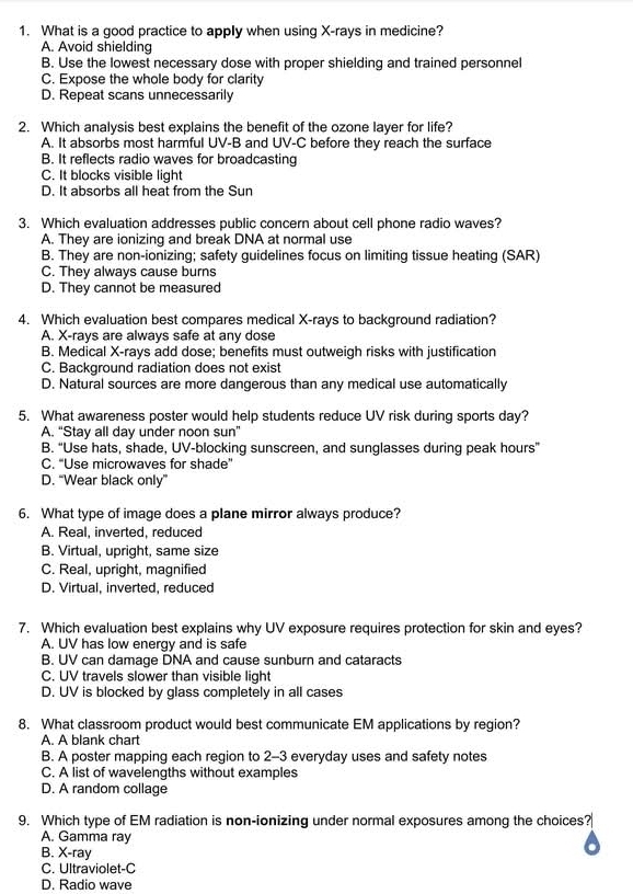 Solved: What is a good practice to apply when using X-rays in medicine ...