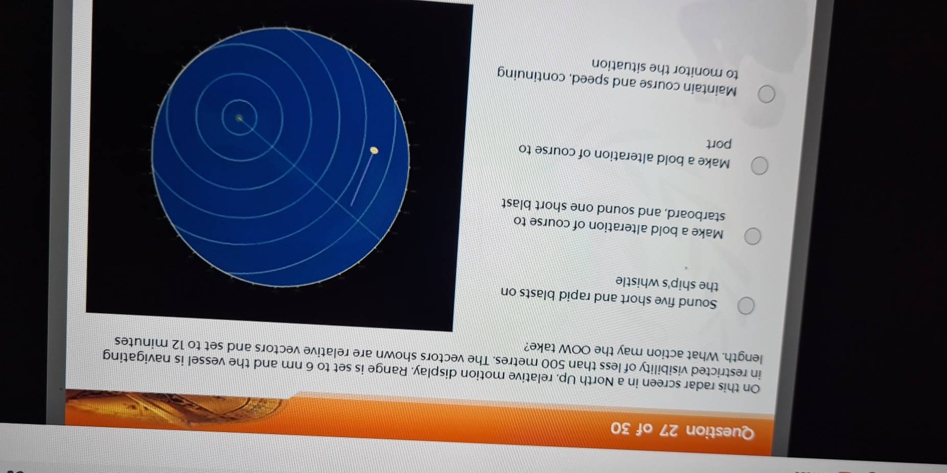 Solved: On this radar screen in a North Up, relative motion display ...