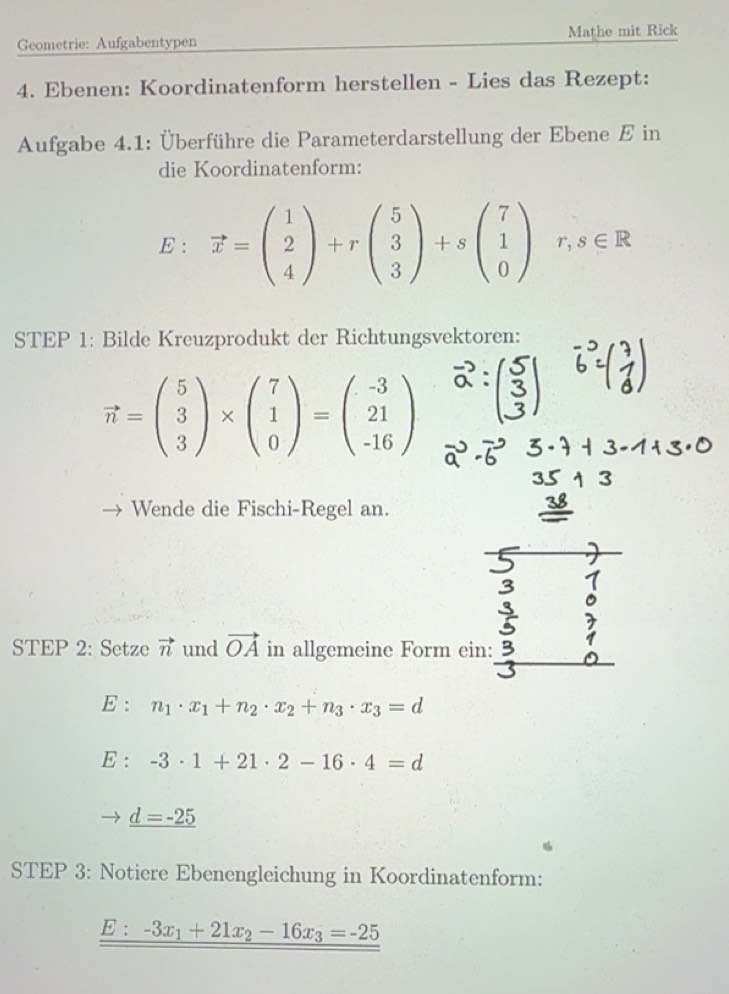 Gelöst:Geometrie: Aufgabentypen Mathe mit Rick 4. Ebenen ...