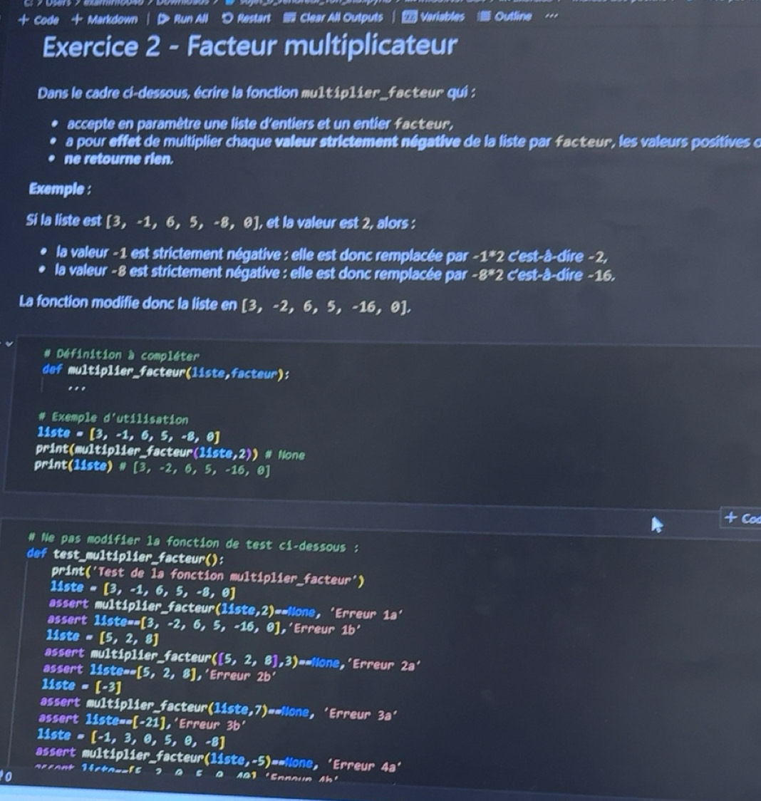 Résolu :+ Code + Markdown | > Run All Restart Clear All Outputs | ⑦ ...