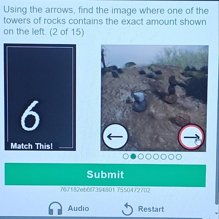 Solved: Using the arrows, find the image where one of the towers of rocks contains the exact ...