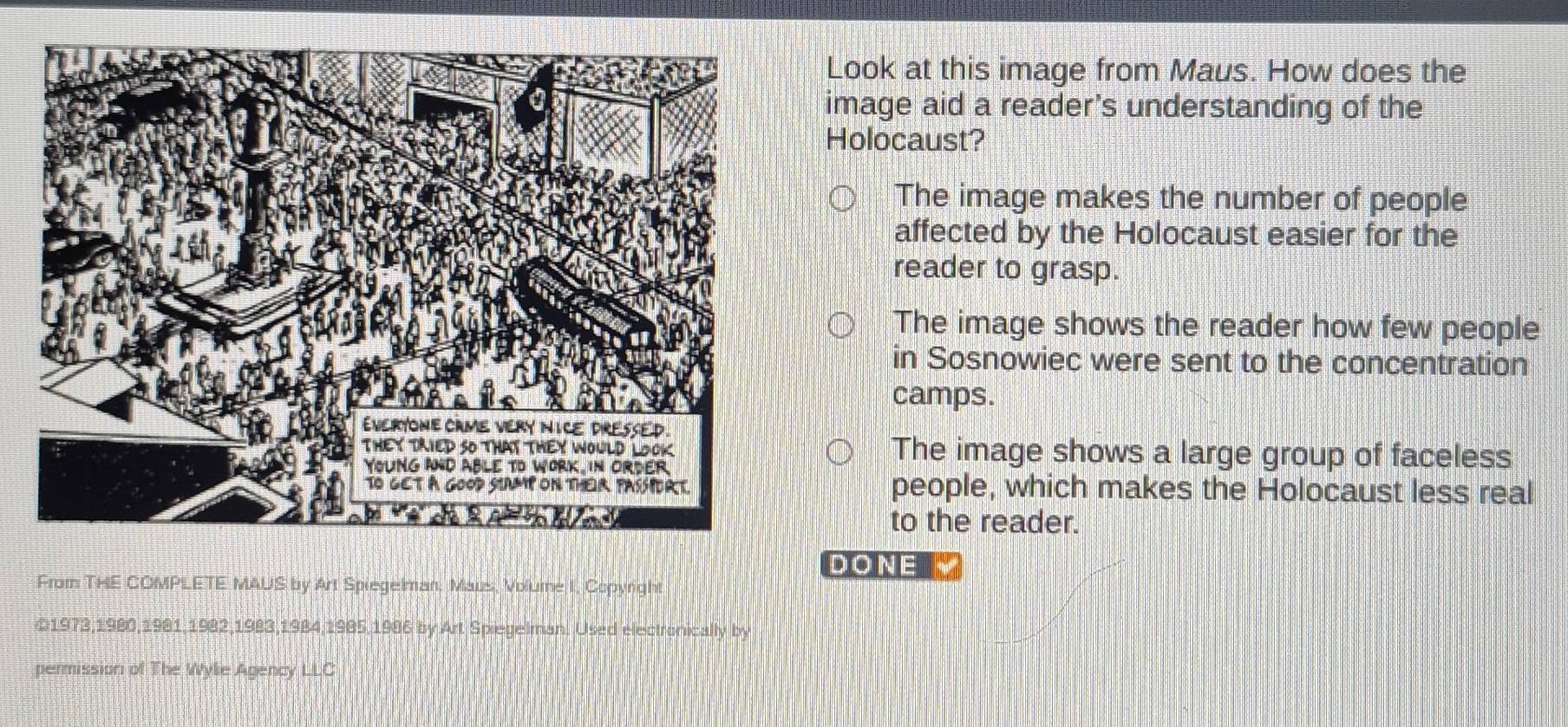 Solved: Look at this image from Maus. How does the image aid a reader's ...
