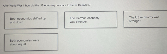 Solved: After World War I, how did the US economy compare to that of ...