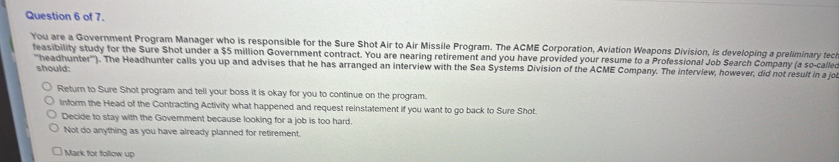 Solved: of 7. You are a Government Program Manager who is responsible ...