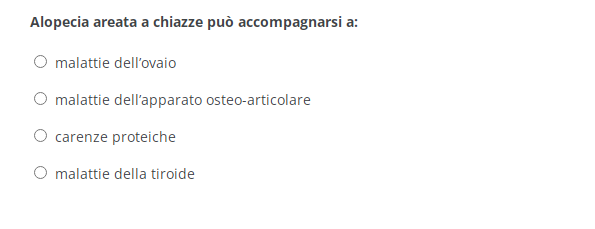 Risolto:Alopecia areata a chiazze può accompagnarsi a: malattie dell ...