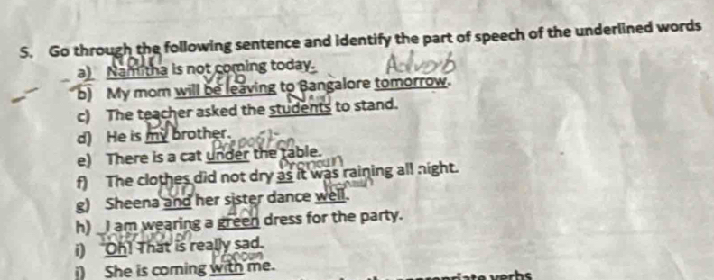 Solved: Go through the following sentence and identify the part of ...