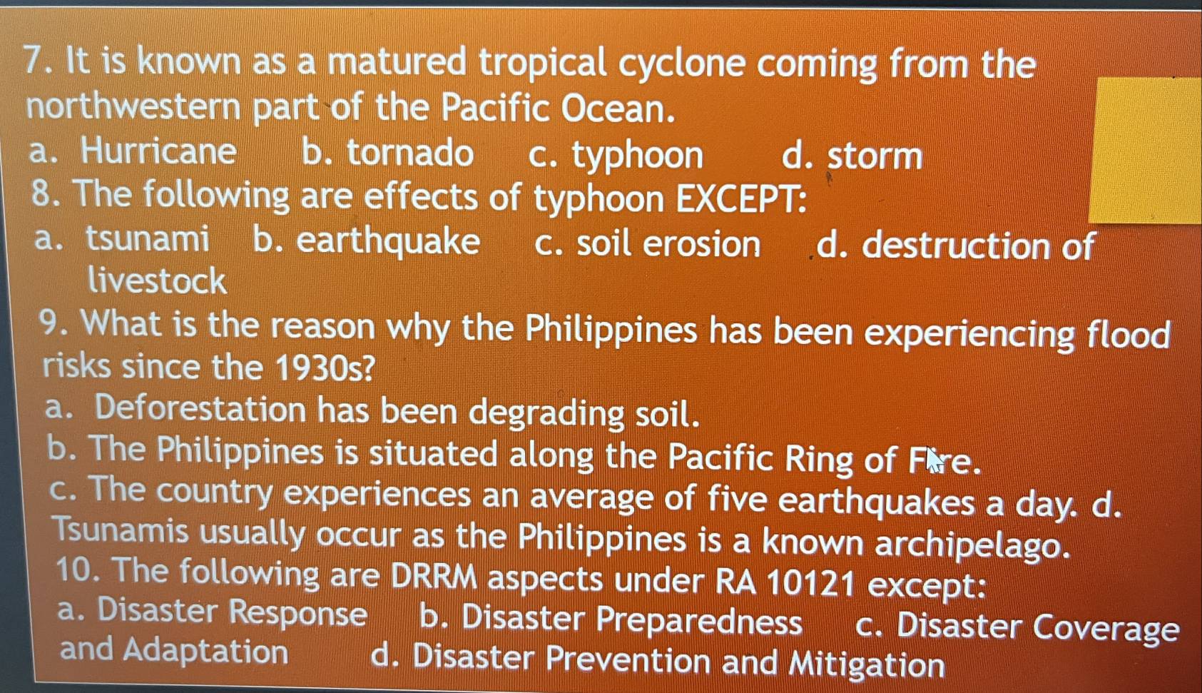 Solved: It is known as a matured tropical cyclone coming from the ...