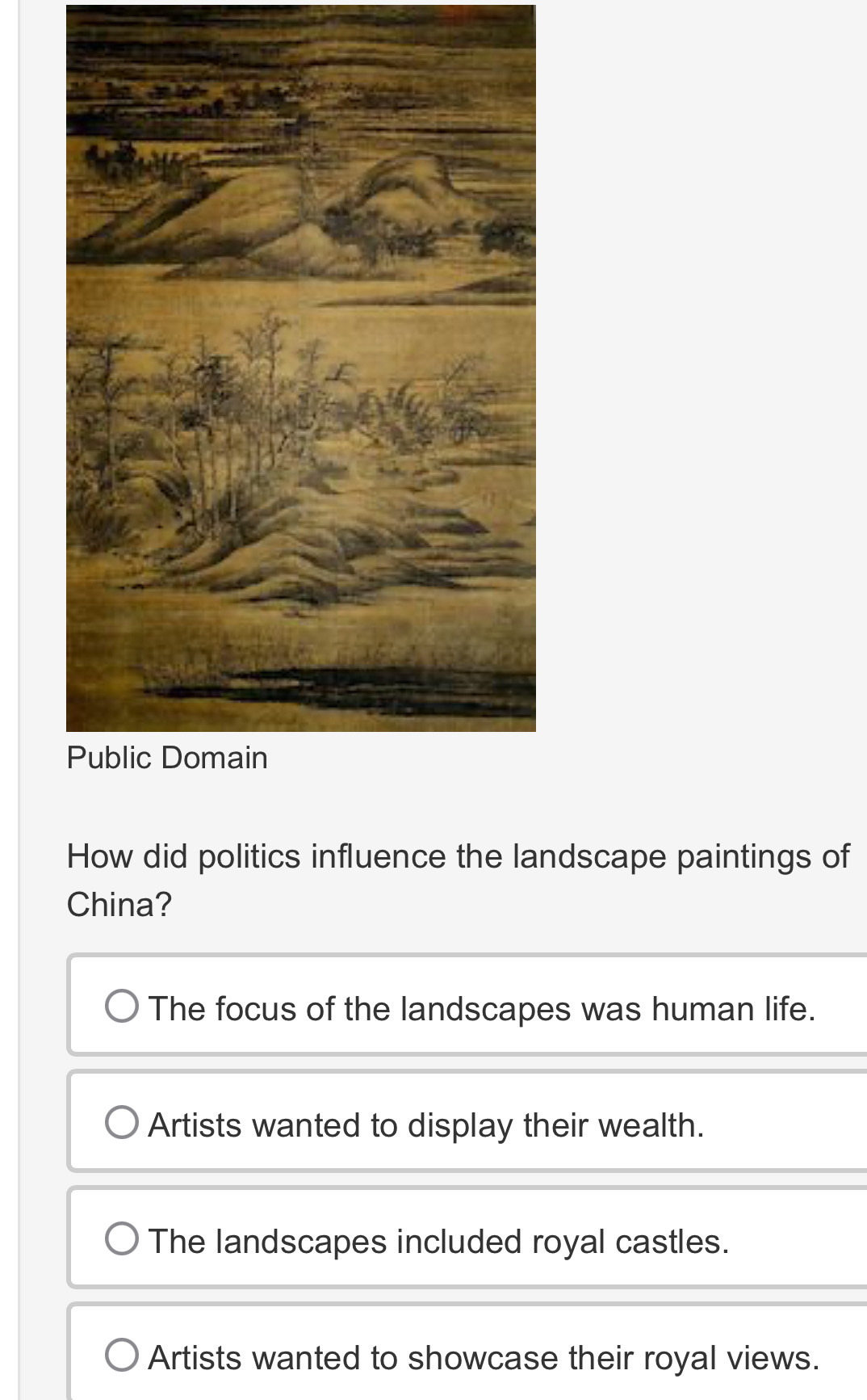 Solved: How did politics influence the landscape paintings of China ...