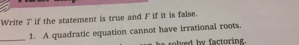 Solved: Write T if the statement is true and F if it is false. _1. A ...