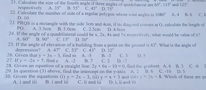 Solved: Calculate the size of the fourth angle if three angles of ...