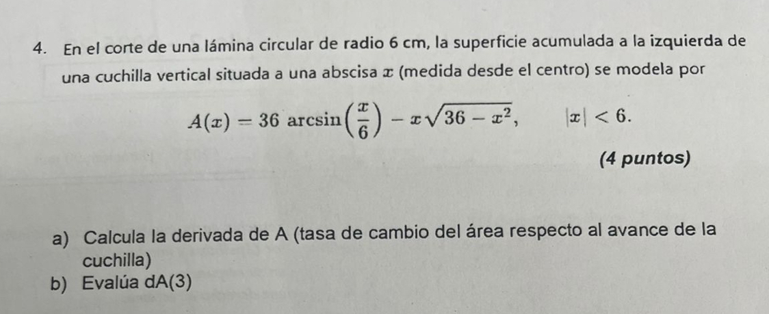Resuelto:En el corte de una lámina circular de radio 6 cm, la ...
