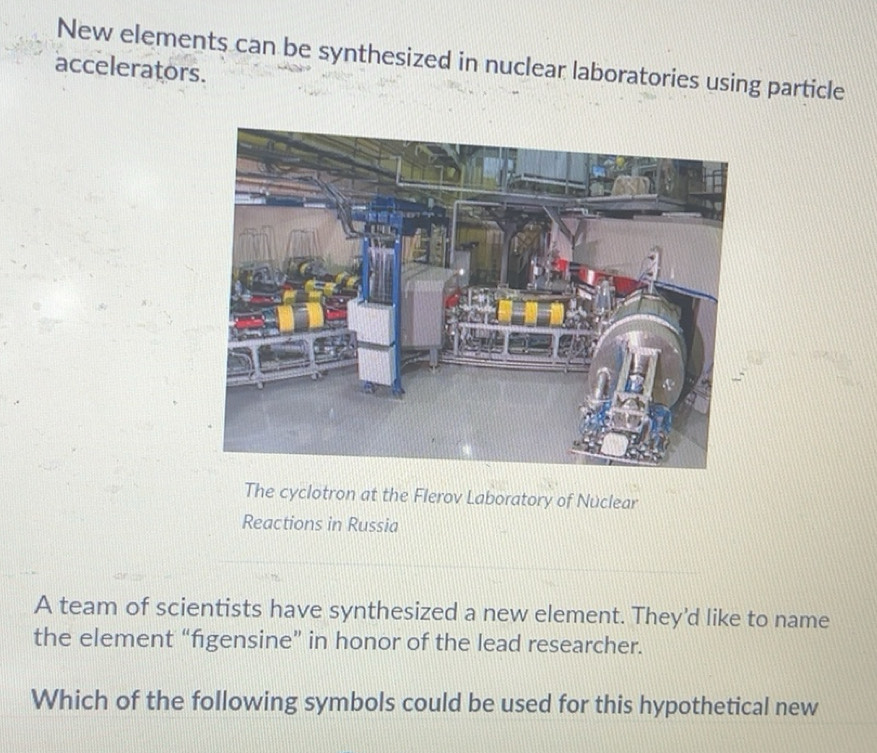 Solved: New elements can be synthesized in nuclear laboratories using ...