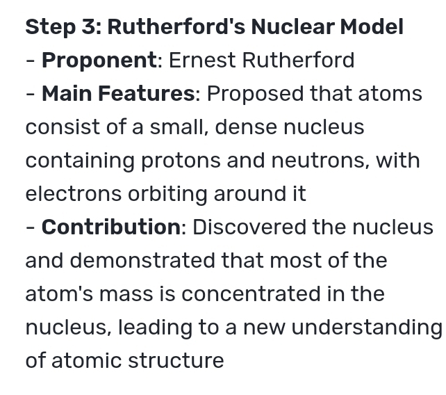 Solved: Rutherford's Nuclear Model - Proponent: Ernest Rutherford ...