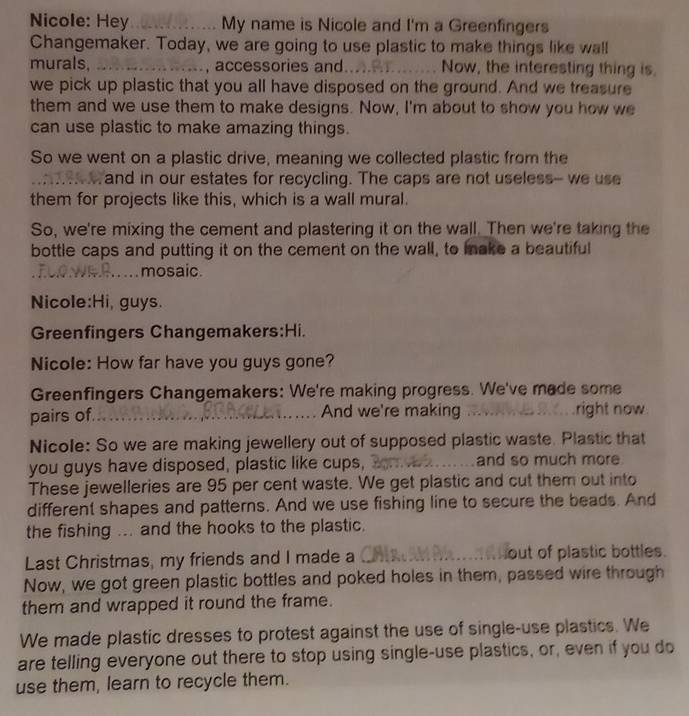 Risolto:Nicole: Hey _My name is Nicole and I'm a Greenfingers ...