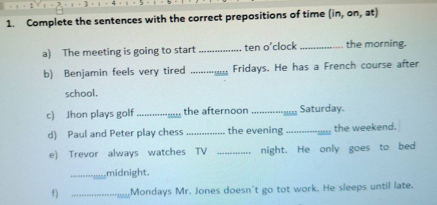Resuelto:4 1. Complete the sentences with the correct prepositions of ...