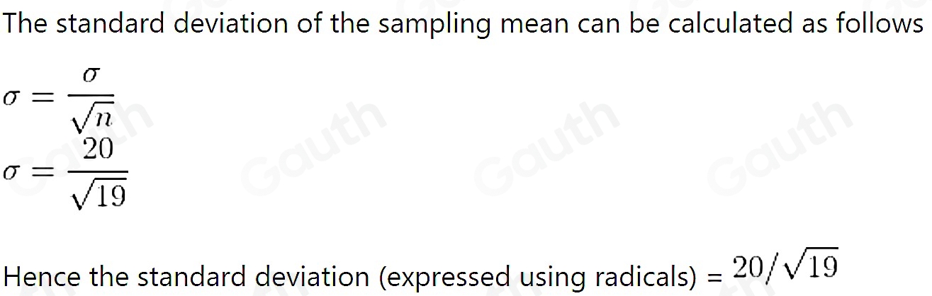 Solved: If the standard deviation of a random variable X is 20 and a ...