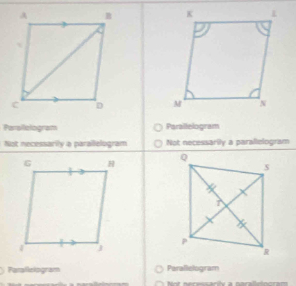 Solved: Parallelogram Parallelogram Not necessarily a parallelogram Not ...