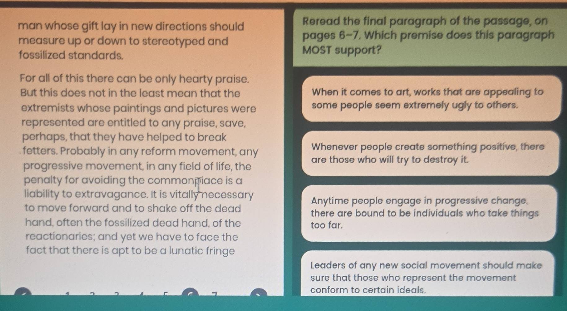 Solved: man whose gift lay in new directions should Reread the final ...