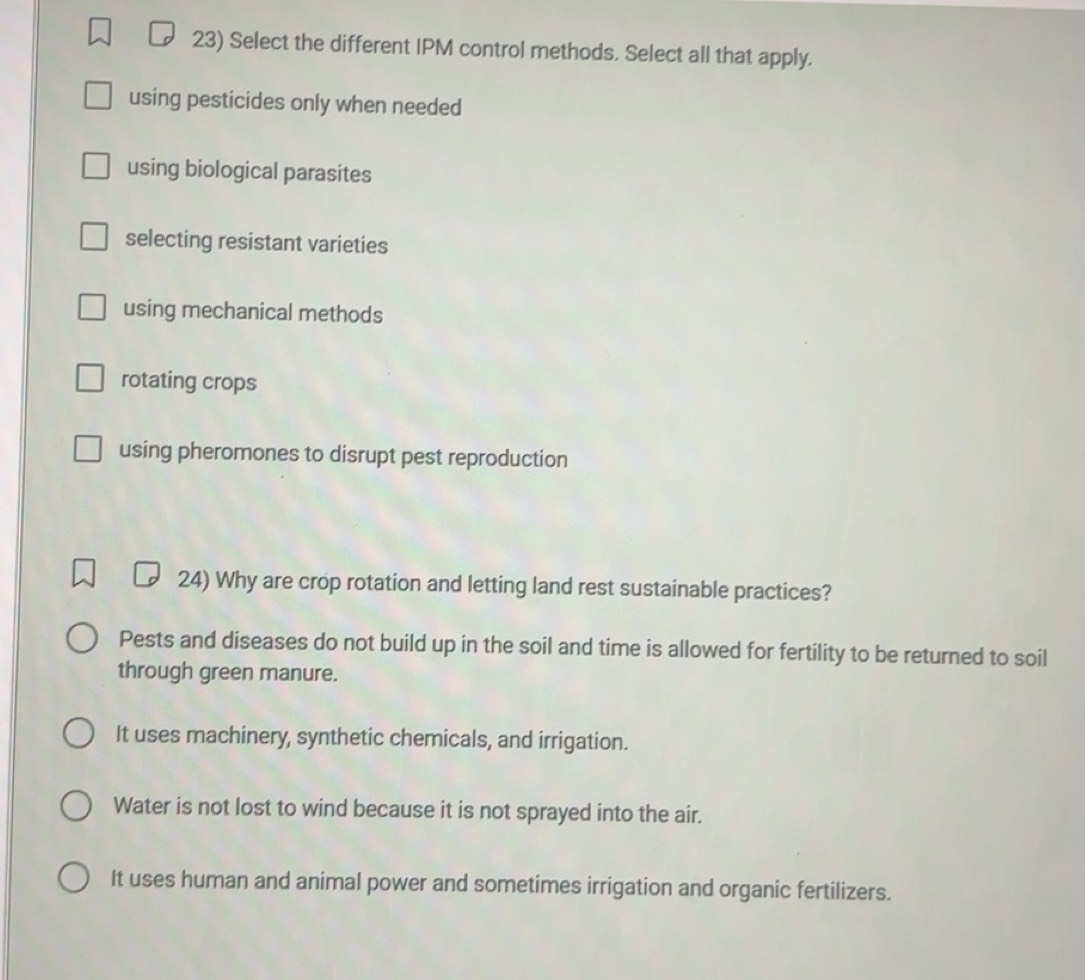 Solved: Select the different IPM control methods. Select all that apply ...