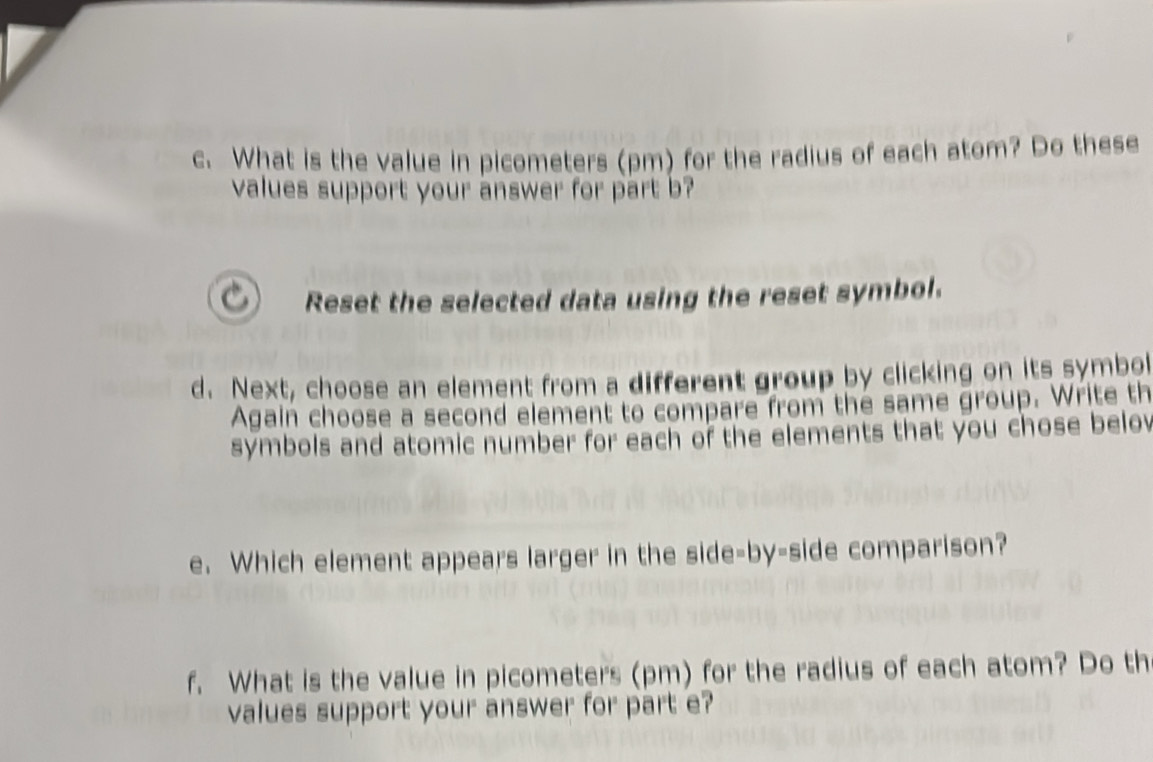 Solved: What is the value in picometers (pm) for the radius of each atom? Do these values ...