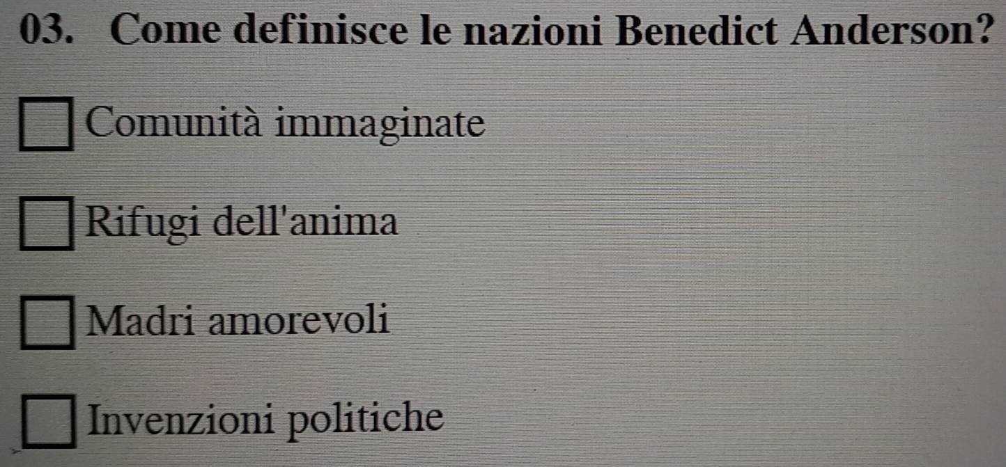 Risolto:Come definisce le nazioni Benedict Anderson? Comunità ...
