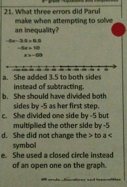Solved: grade - equations and mequand 21. What three errors did Parul ...