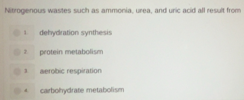 Solved: Nitrogenous wastes such as ammonia, urea, and uric acid all ...