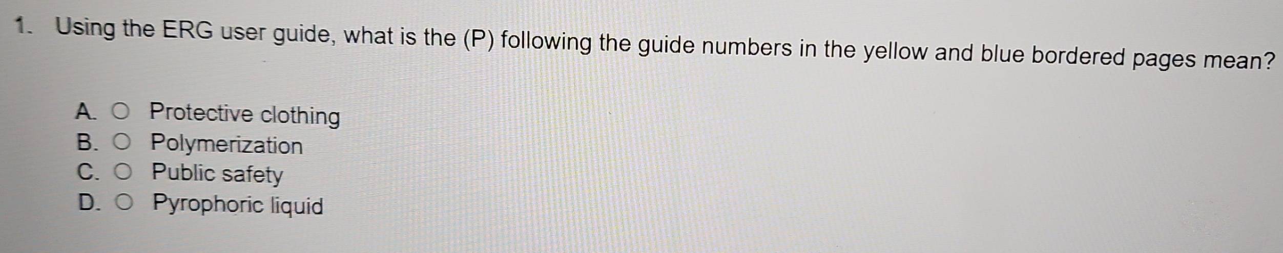Solved: Using the ERG user guide, what is the (P) following the guide ...
