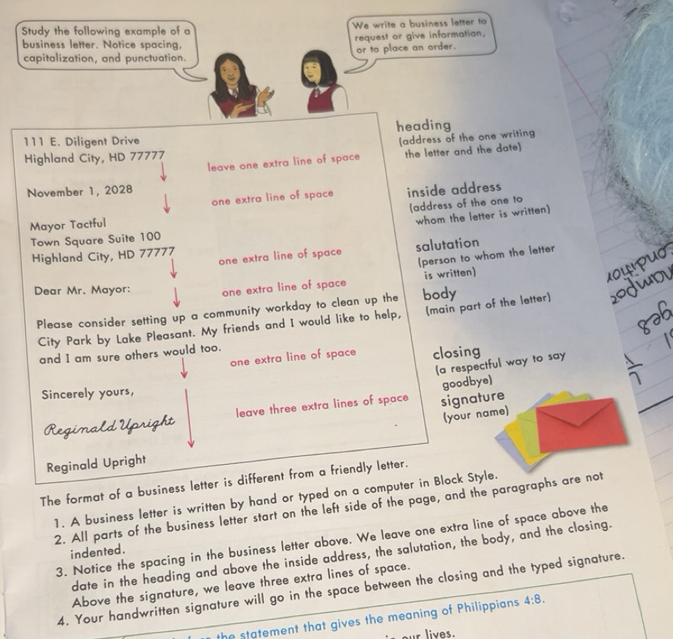 Solved: Study the following example of a We write a business letter to ...