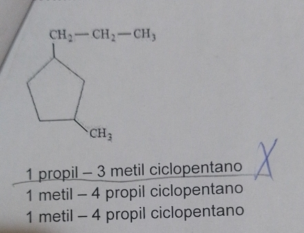 Resuelto:1 propil - 3 metil ciclopentano 1 metil - 4 propil ...