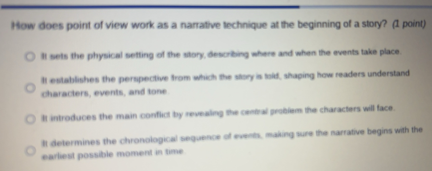 Solved: How does point of view work as a narrative technique at the ...
