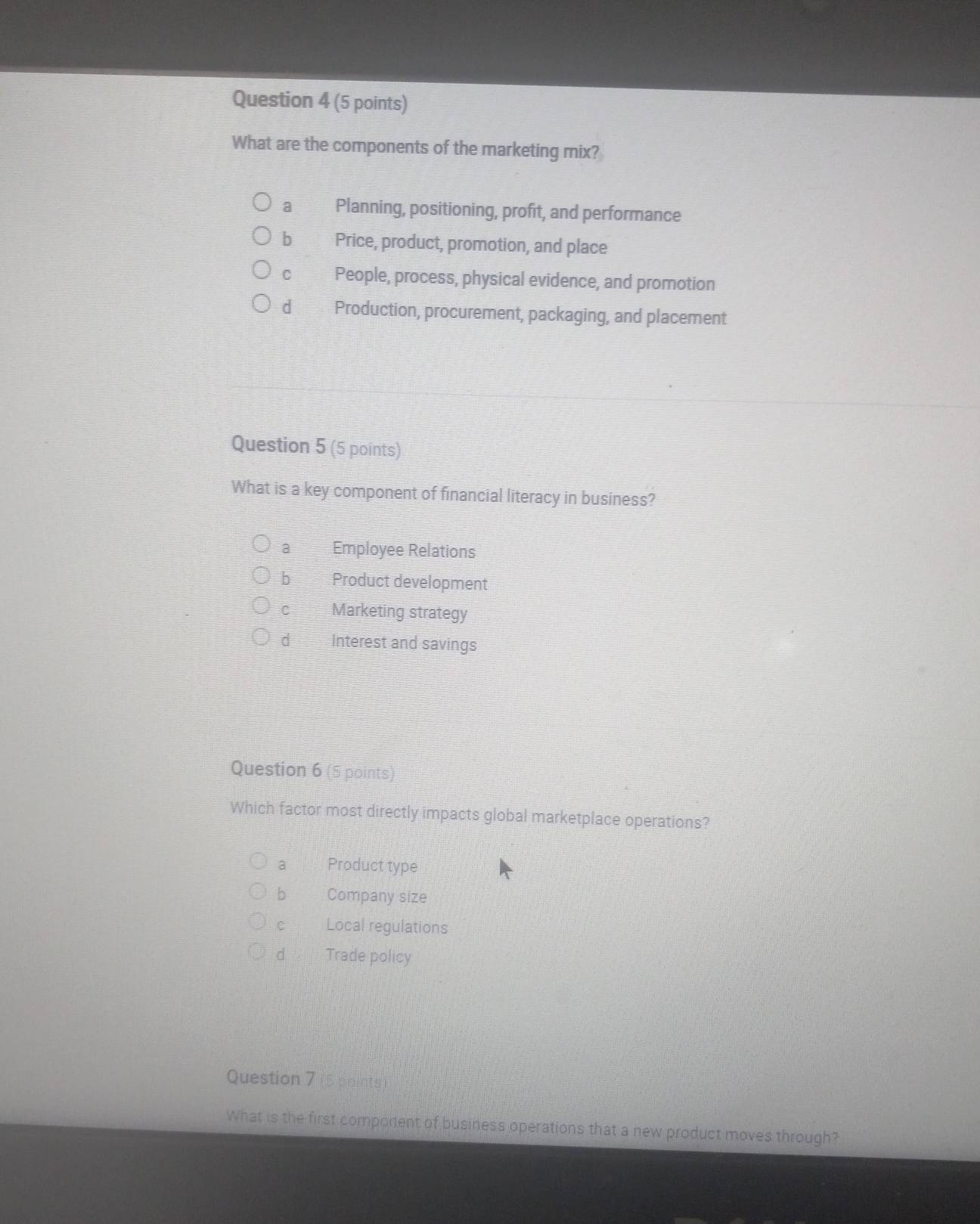 Gelöst:What are the components of the marketing mix? a Planning ...
