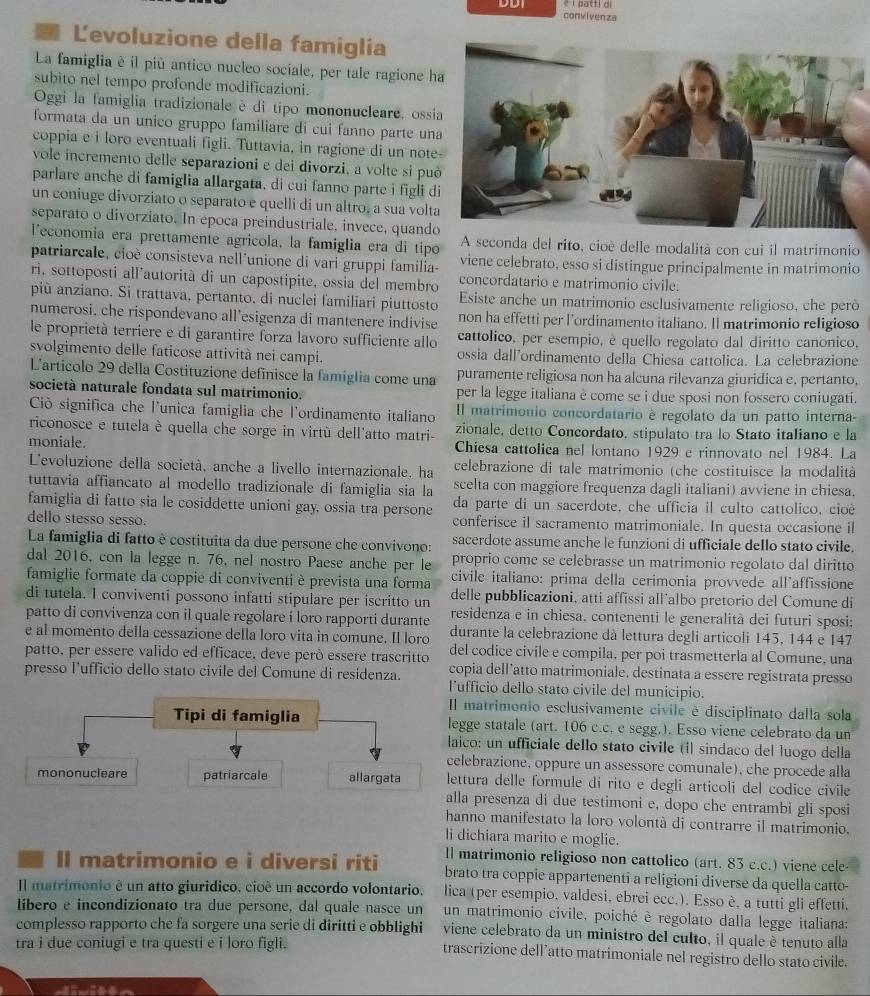 Risolto:convivenza Levoluzione della famiglia La famiglia é il più ...